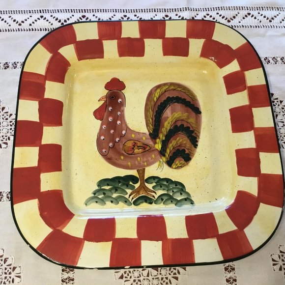 Baum Bros | Other | Style Eyes Red Check Rooster Square Folk Art ...